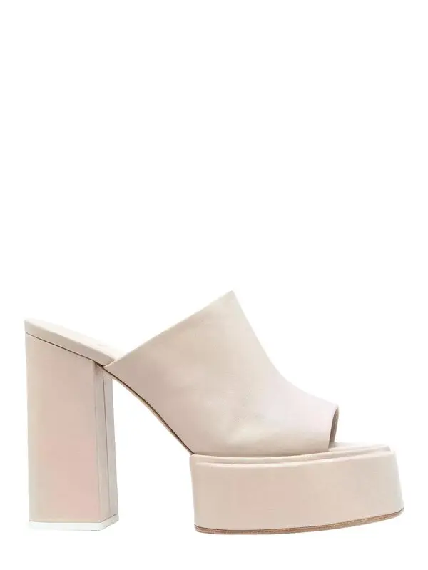 3JUIN Leather Block Heel Sandals - Neutrals