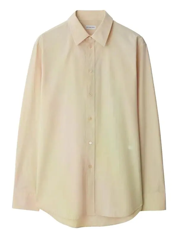 Burberry Edk-embroidered Cotton Shirt - Neutrals