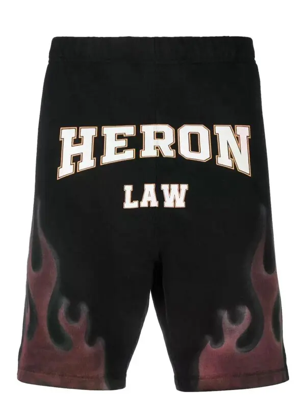 Heron Preston Flame-print Cotton Shorts - Black