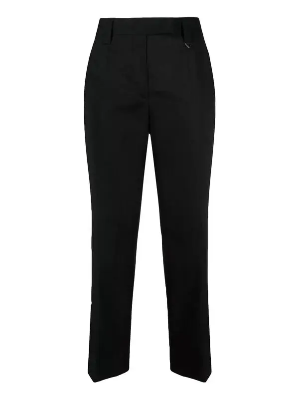 Prada Logo-plaque Cropped Trousers - Black