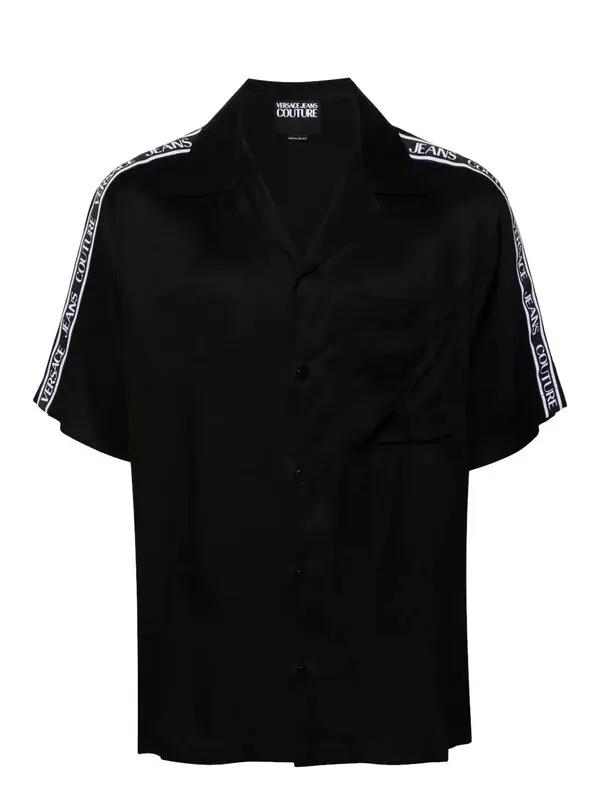 Versace Logo-tape Short-sleeve Shirt - Black