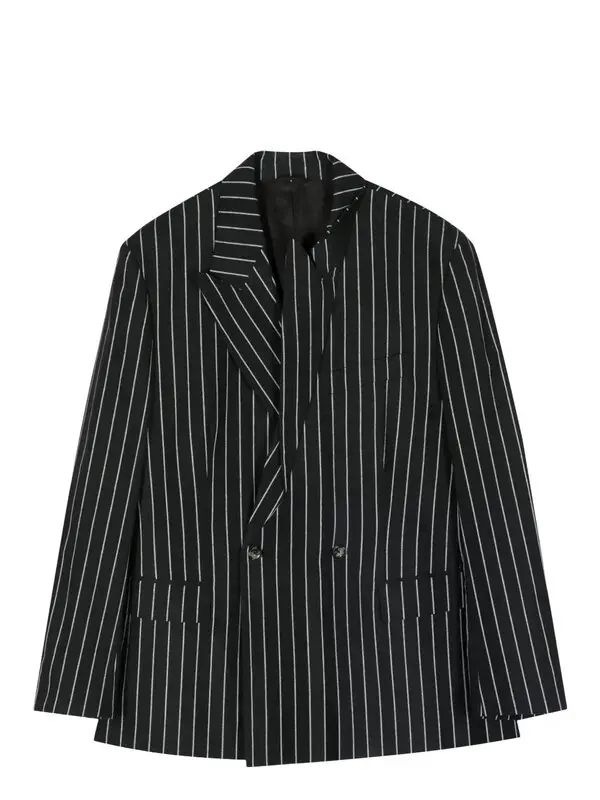 MARINA YEE Striped Double-breasted Blazer - Black