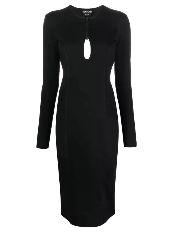 TOM FORD Keyhole Detail Midi Dress - Black