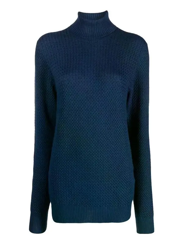 FILERIA Roll-neck Virgin Wool Jumper - Blue