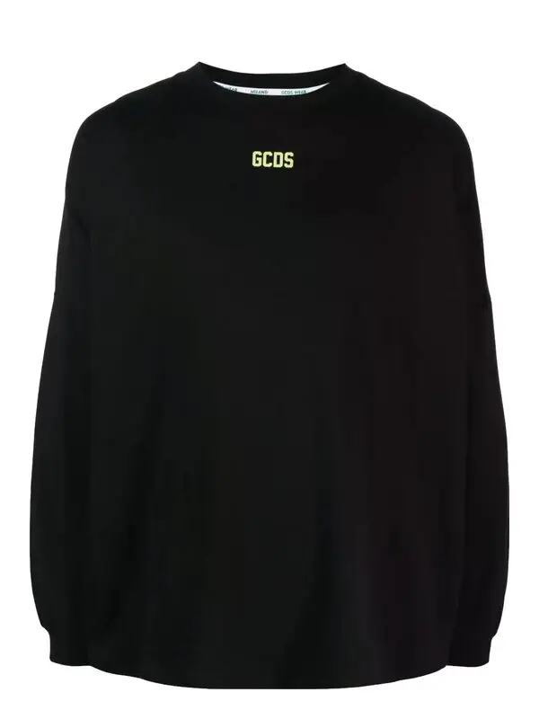 Gcds Long-sleeved Logo-print T-shirt - Black