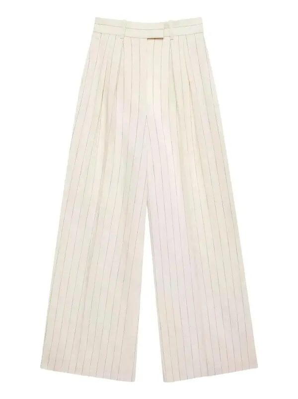ANINE BING Lou Pinstripe Trousers - Neutrals