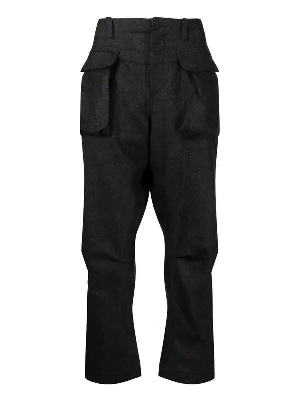 THE POWER FOR THE PEOPLE Flap-pocket Straight-leg Trousers - Black