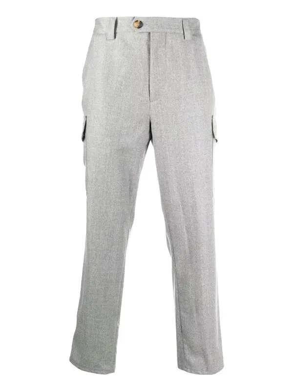 Brunello Cucinelli Cropped Virgin Wool Trousers - Grey