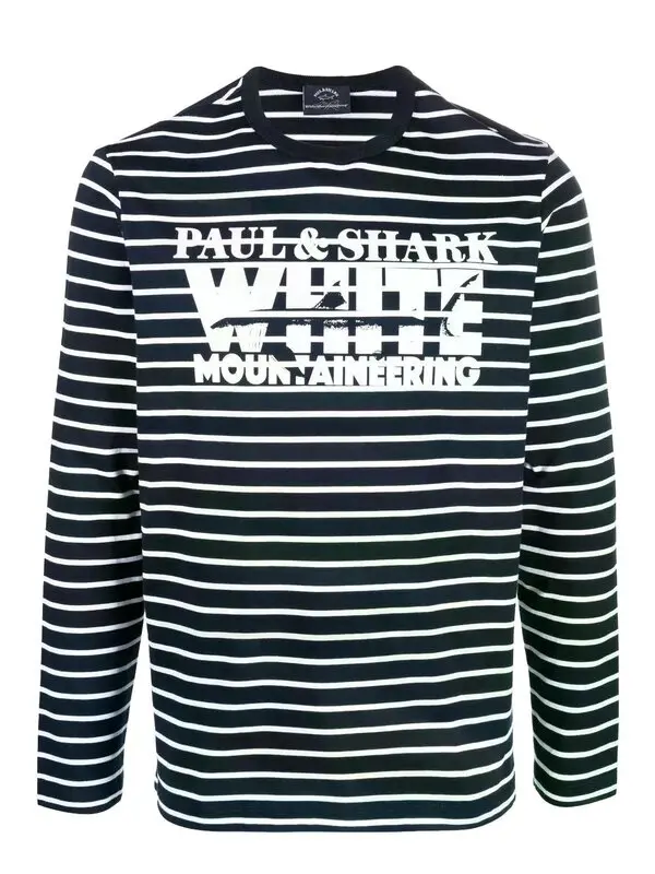 Paul & Shark Logo-print Striped T-shirt - Blue