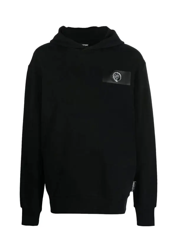 PLEIN SPORT Logo-patch Long-sleeved Hoodie - Black