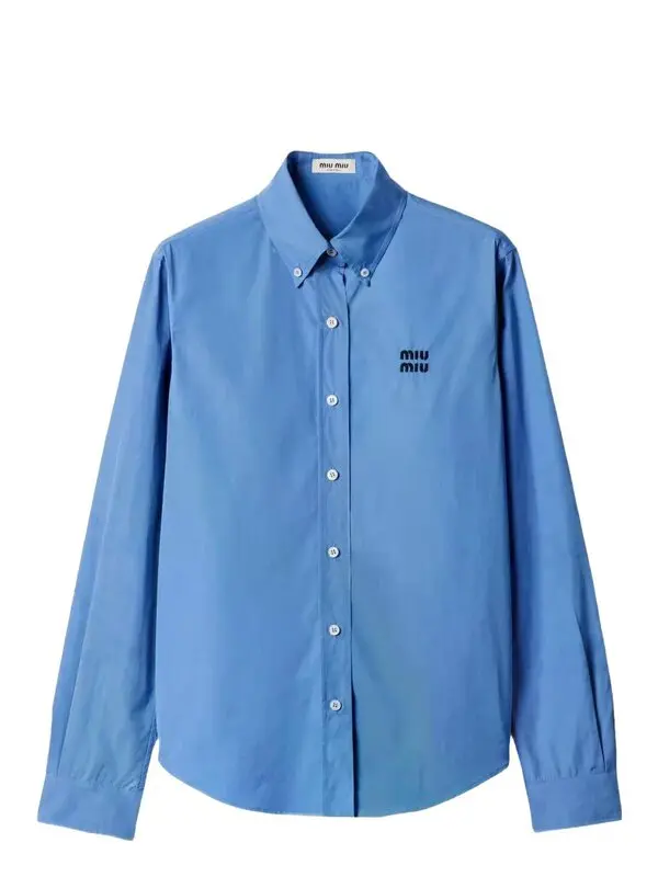 Miu Miu Cotton Button-up Shirt With Back Detail - Blue