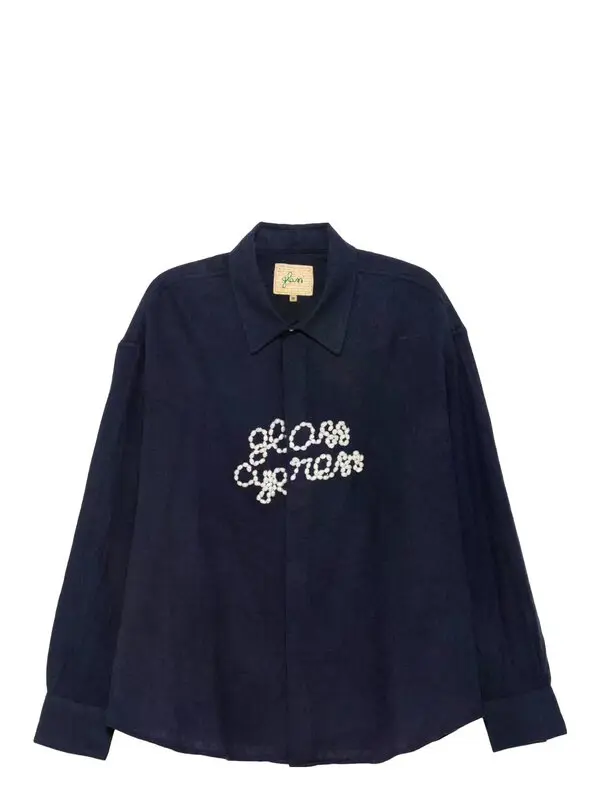 GLASS CYPRESS Faux-pearl Detail Shirt - Blue