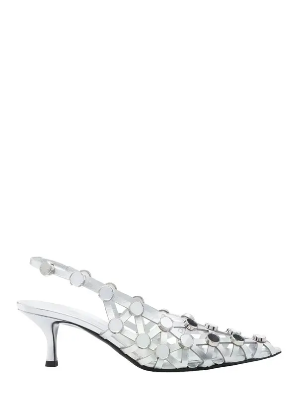 Attico Grid Slingback Pumps - Silver