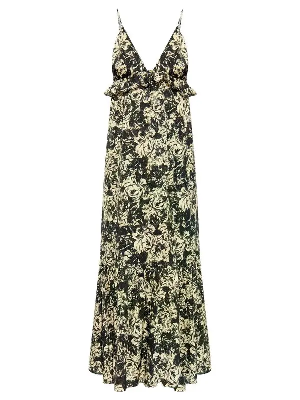 GANNI Floral-print Maxi Dress - Black