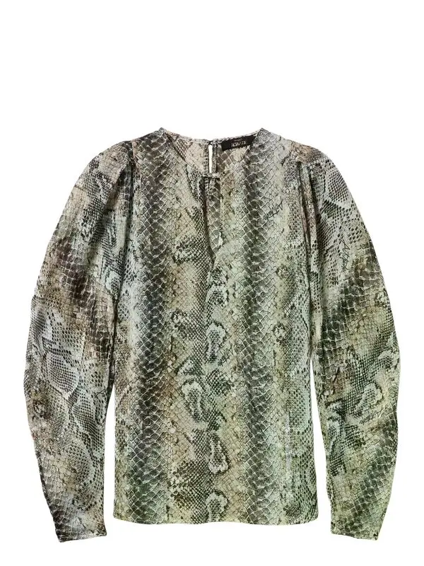 TWINSET Snakeskin-print Chiffon-crepe Blouse - Grey