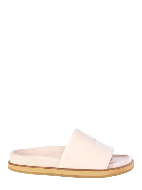 Off-White Logo-stamp Leather Slides - Neutrals