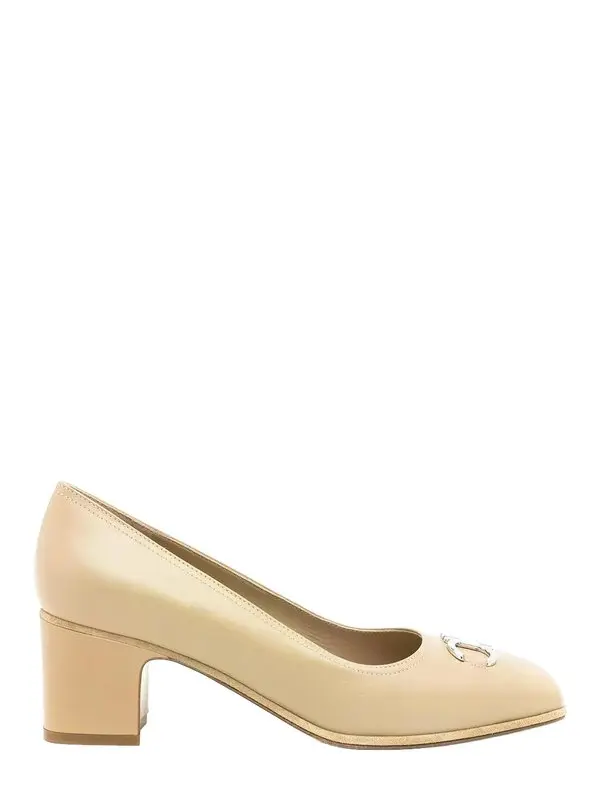 FERRAGAMO Gancini Square-toe Pumps - Neutrals