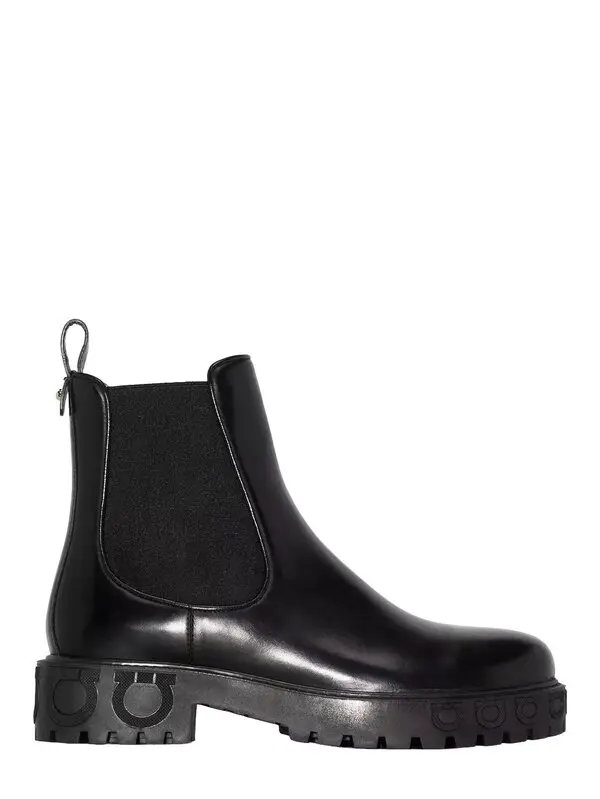 FERRAGAMO Gancini Logo-detail Chelsea Boots - Black
