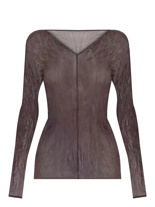 Issey Miyake Chiffon Top - Brown