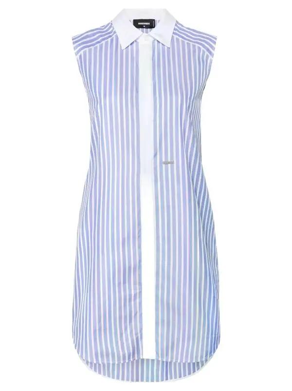 Dsquared2 Knotted-sleeves Striped Shirtdress - Blue