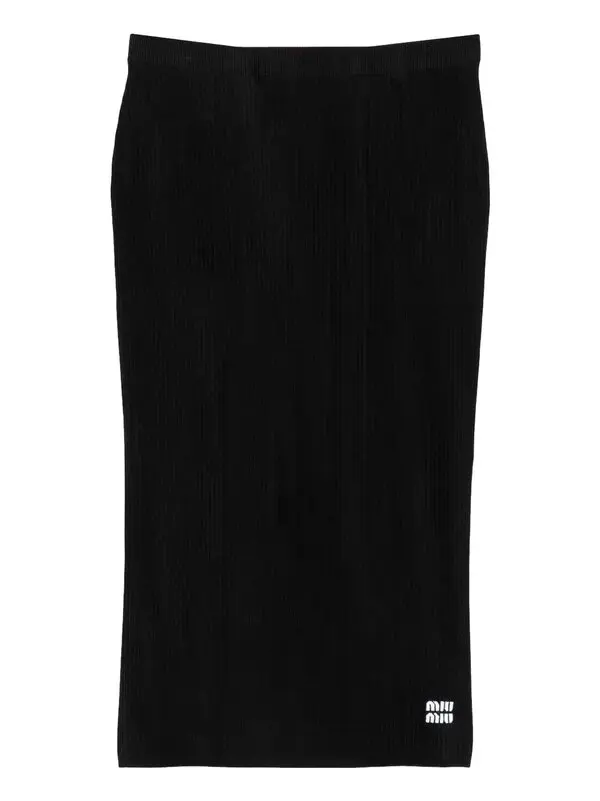 Miu Miu Intarsia-logo Midi Skirt - Black