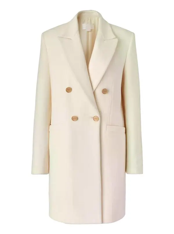 GENNY Double-breasted Virgin Wool Blend Coat - Neutrals