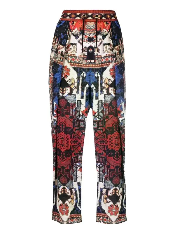 Balmain Abstract Pattern-print Cropped Trousers - Red