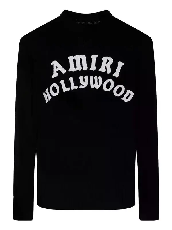 Amiri Hollywood Logo-embroidered Knit Sweater - Black