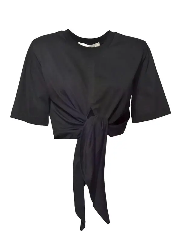 NINEMINUTES Knotted Short-sleeved Top - Black