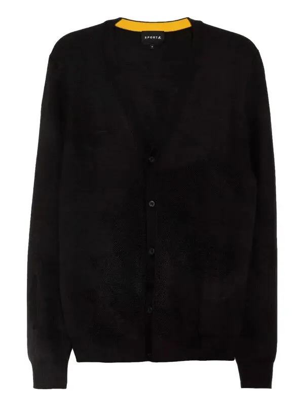 AGNES B. Jacquard Knit Cardigan - Black