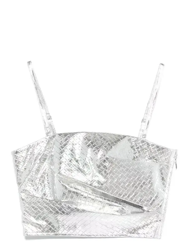 ROTATE BY BIRGER CHRISTENSEN Draped Braided Top - Silver