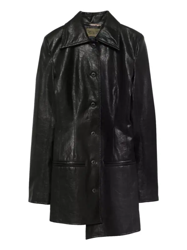 ELENA VELEZ Faux Leather Blazer Dress - Black