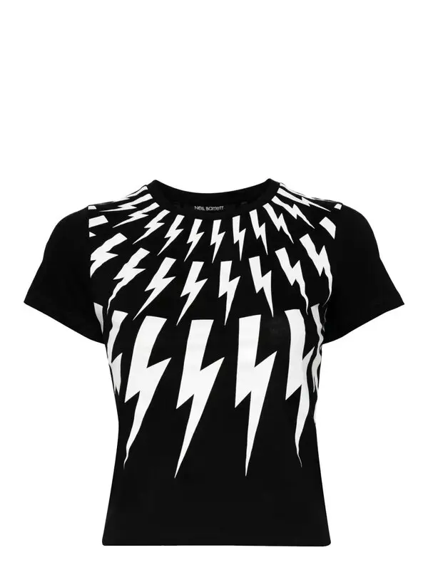 Neil Barrett Fair Isle Thunderbolt Print T-shirt - Black