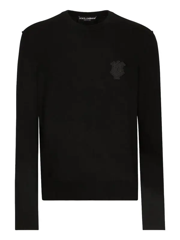 Dolce & Gabbana Logo-patch Cashmere Jumper - Black