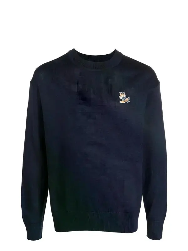 Maison Kitsuné Embroidered Fox-patch Sweatshirt - Blue