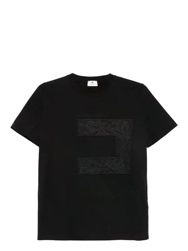 Elisabetta Franchi Voile-logo Jersey T-shirt - Black