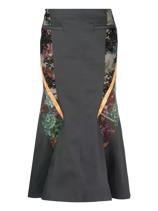 MARINE SERRE Regenerated Floral Tapestries Flared Skirt - Grey