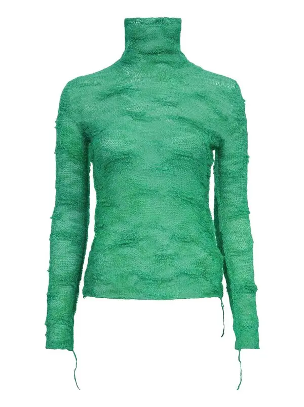 MAISON MARGIELA Semi-sheer Roll-neck Jumper - Green