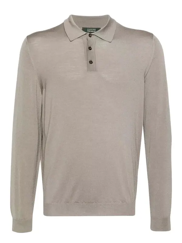 ZANONE Fine-knit Polo Shirt - Brown