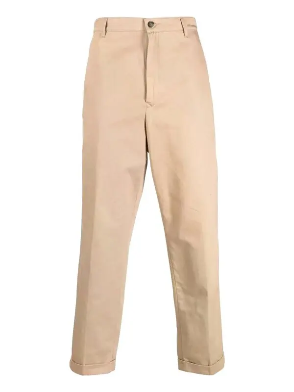 Kenzo Logo-patch Straight-leg Trousers - Neutrals