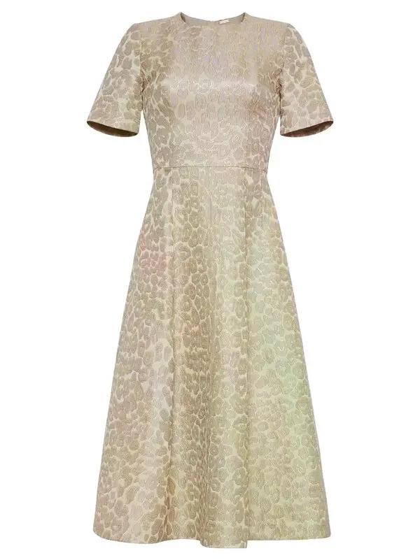 Adam Lippes Evangeline Leopard Print Midi Dress - Neutrals