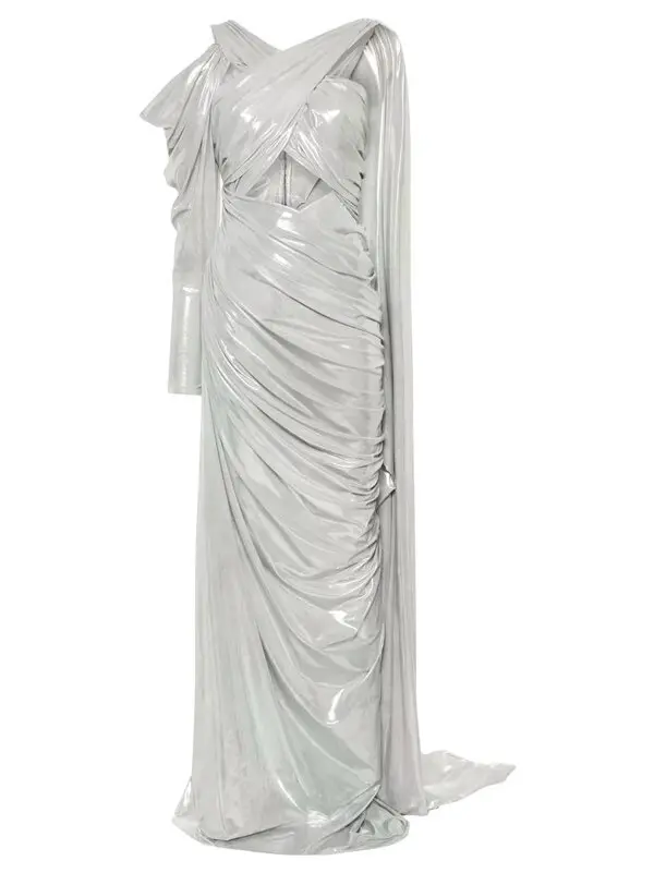 MITILIANE COUTURE Metallic Maxi Dress - Silver