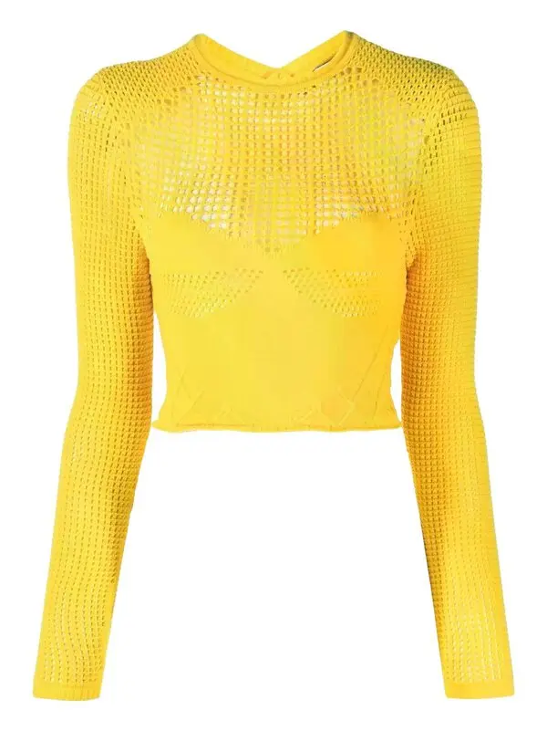AMBUSH Crochet-hearts Cropped Jumper - Yellow