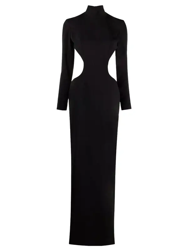 MONOT Open-back High-neck Evening Gown - Black