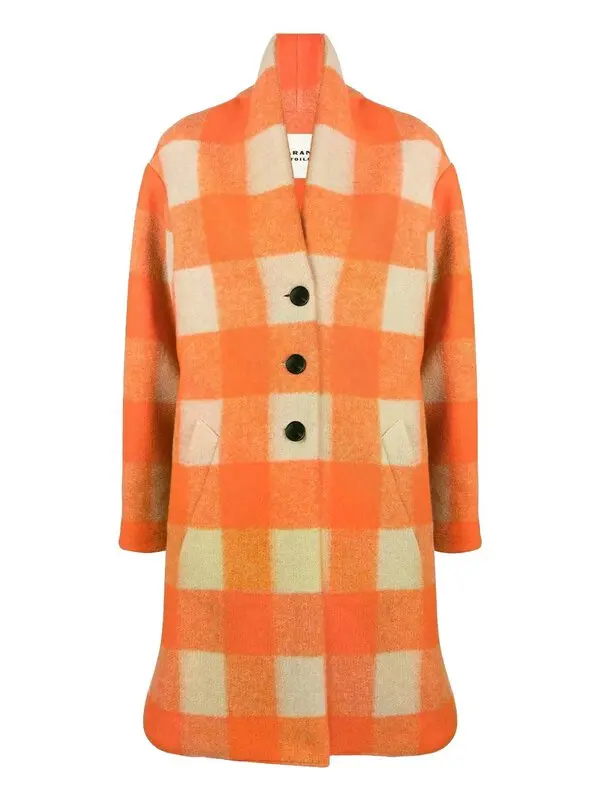 MARANT ETOILE Gabriel Checked Coat - Orange