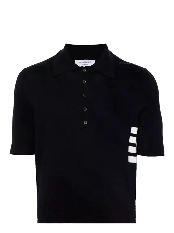 Thom Browne 4-bar Knitted Polo Shirt - Blue