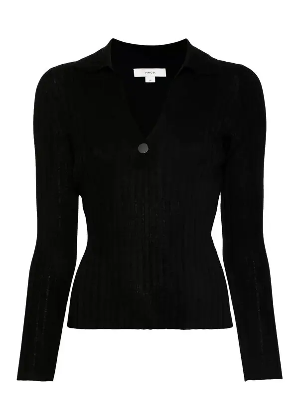 Vince Snap Polo Sweater - Black