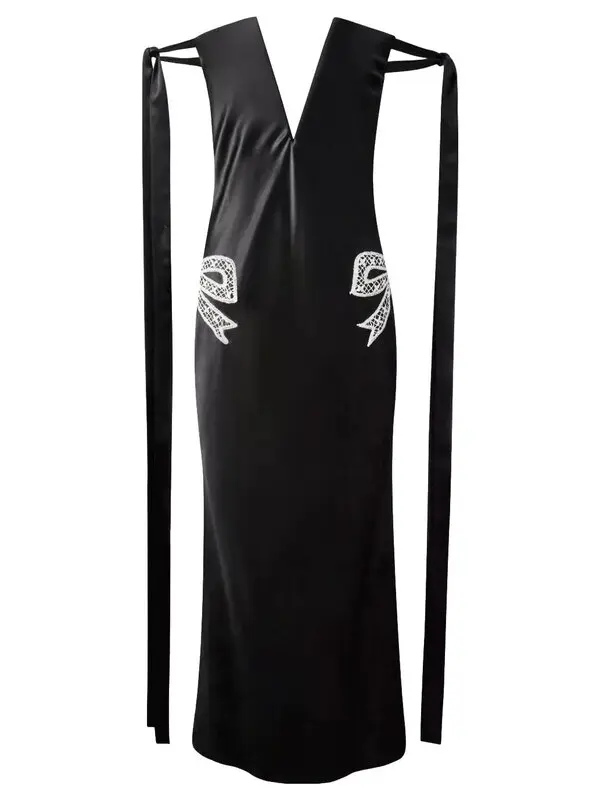 Alejandra Alonso Rojas Strapless Dress With Tie Sleeves - Black