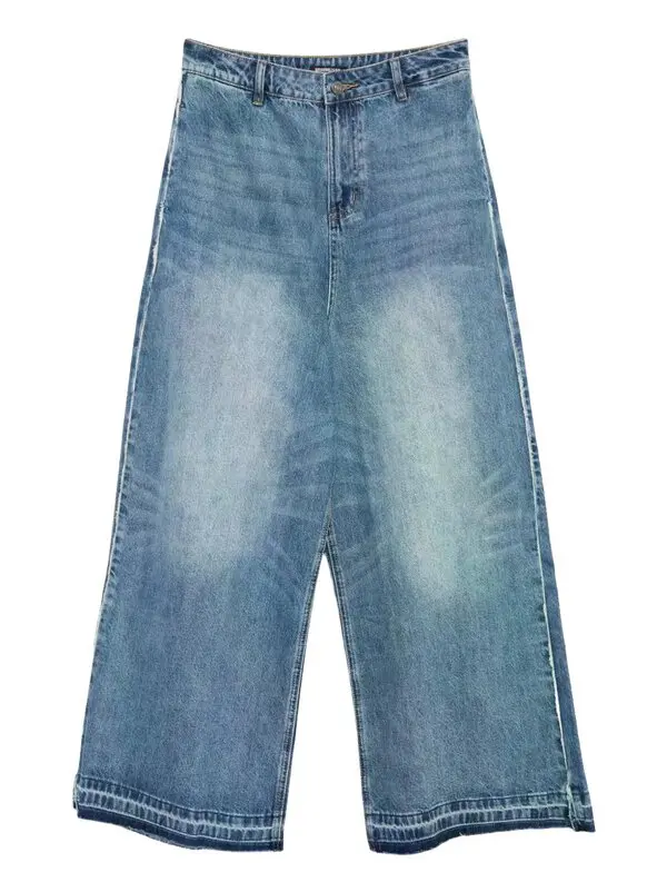 GROUND ZERO Faded Wide-leg Jeans - Blue