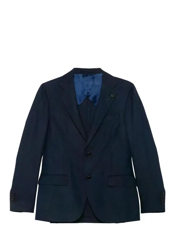 LARDINI Brooch-detail Blazer - Blue